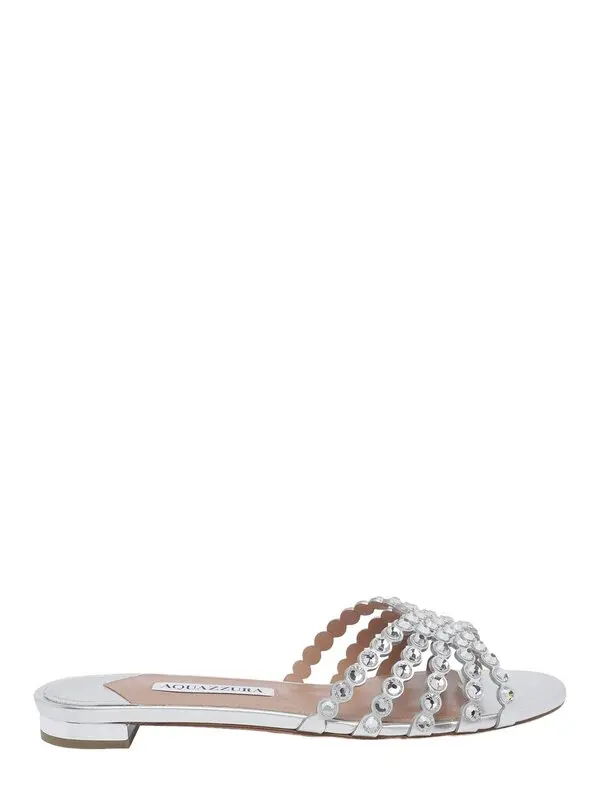 AQUAZZURA Tequila Flat Sandals - Silver