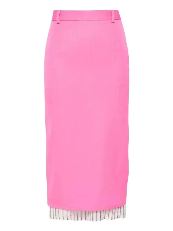 Attico Midi Skirt With Striped Hem - Multicolor