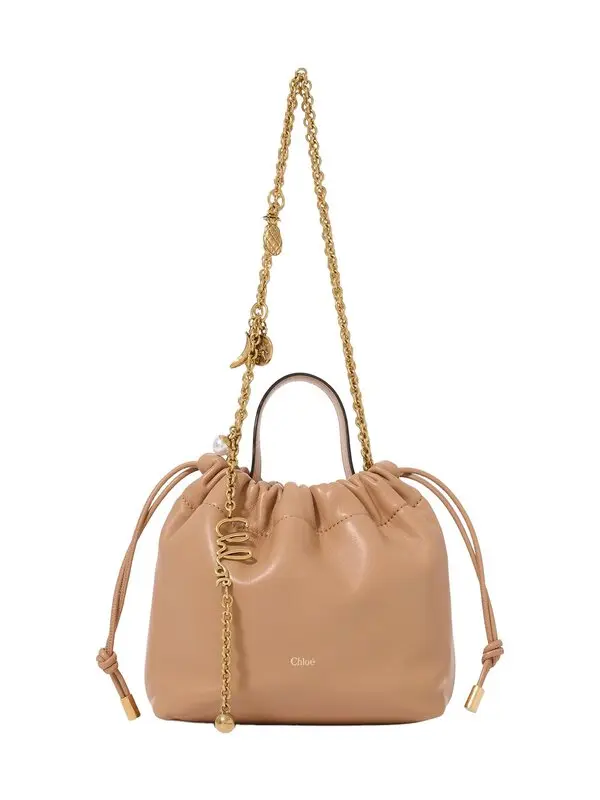 Chloé Mini Icons Shoulder Bag With Chain In Soft Leather - Light Tan