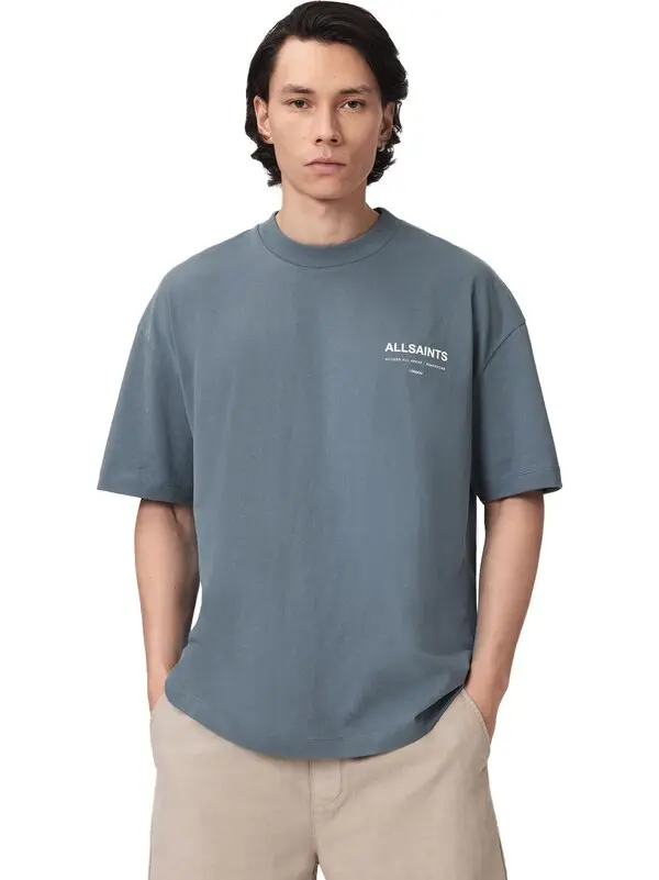 ALLSAINTS Backstage Short Sleeve Oversized Graphic T-shirt - Blue