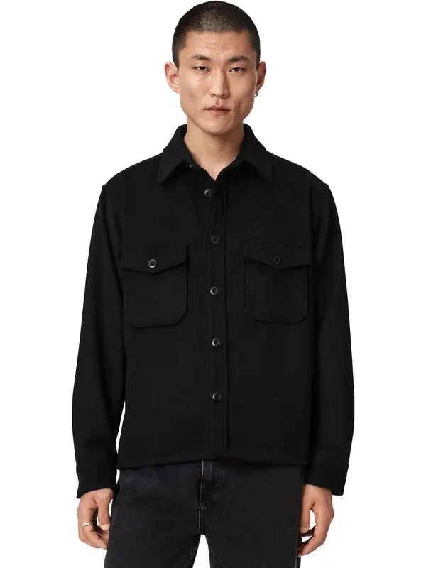 ALLSAINTS Palermo Long Sleeve Embroidered Shirt - Black