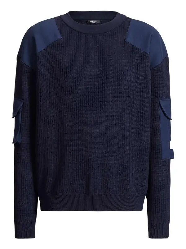 Balmain Wool Vintage Utility Jumper - Blue