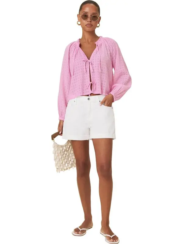 Splendid Fleur Tie-front Top - Blush