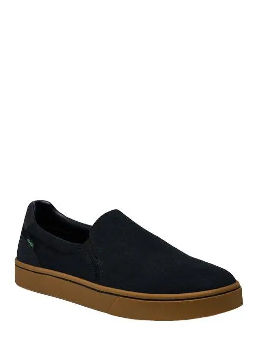 Sanuk Casual Slip-on Shoe With Textile Upper And Rubber Sole - Black
