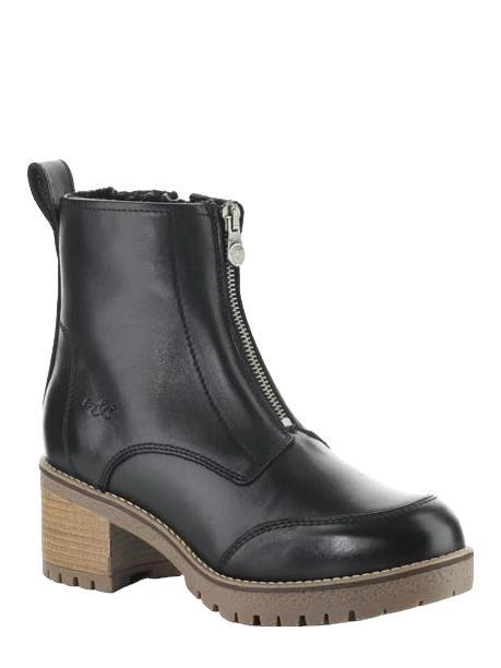 BOS. & CO. Munro Zip-up Leather Ankle Boot With Block Heel And Lugged Sole - Black