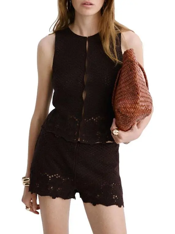 Mango Open Stitch Sweater Vest - Brown
