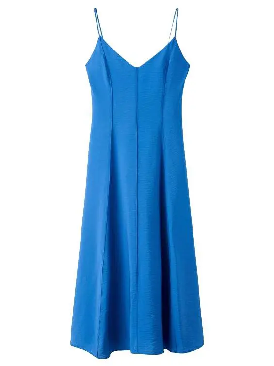 Mango Sleeveless V-neck Maxi Dress With Tie Detail - Blue