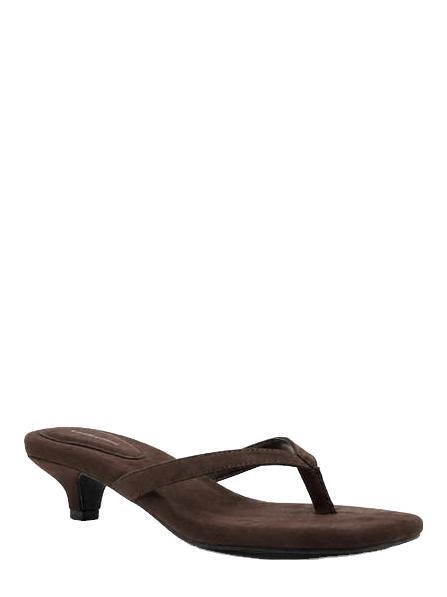 THERAPY AUSTRALIA Heatwave Square Toe Thong Heel - Chocolate Microsuede