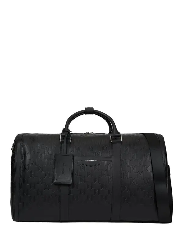 Karl Lagerfeld K/loom Leather Weekender Bag - Black