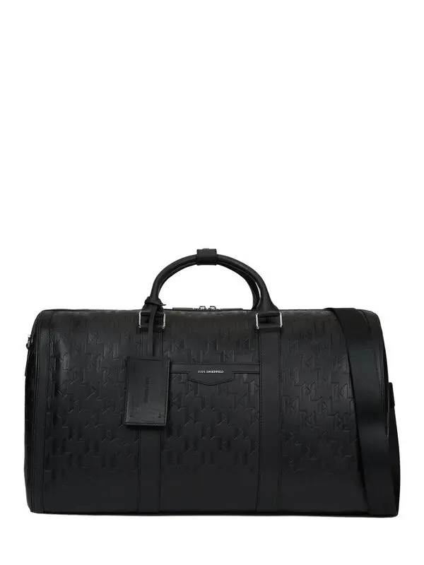 Karl Lagerfeld K/loom Leather Weekender Bag - Black