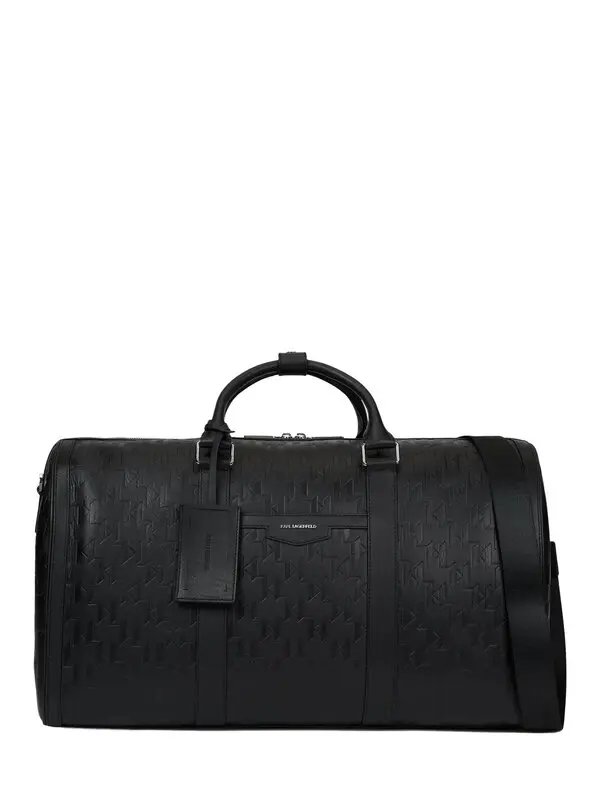 Karl Lagerfeld K/loom Leather Weekender Bag - Black