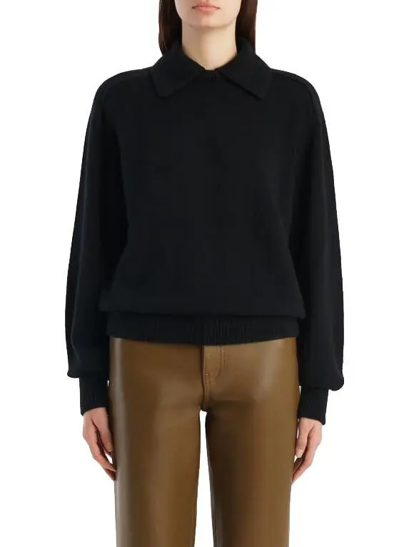 Khaite Jackson Stretch Wool & Cashmere Polo Sweater - Black