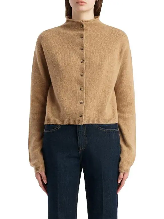 Khaite Annora Stretch Wool & Cashmere Cardigan - Camel