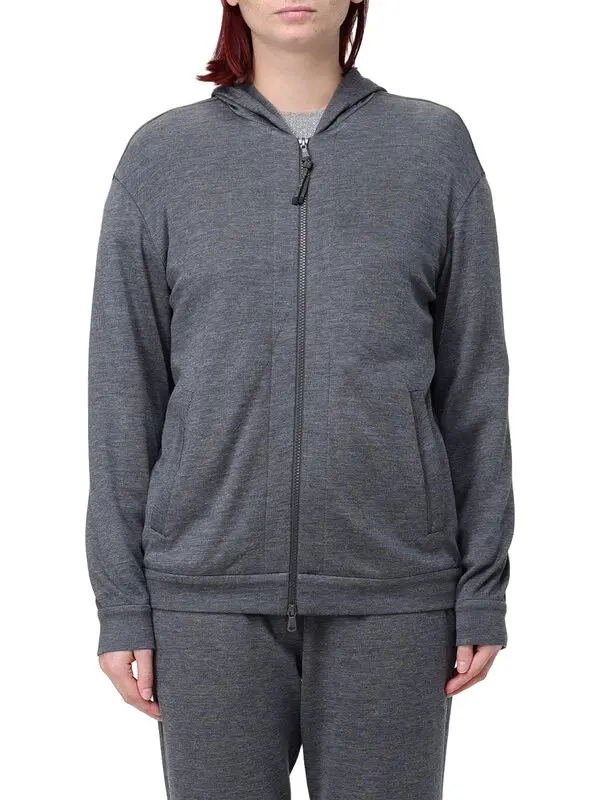 Brunello Cucinelli Cotton Zip-up Hoodie With Monili Embellishment - Grey