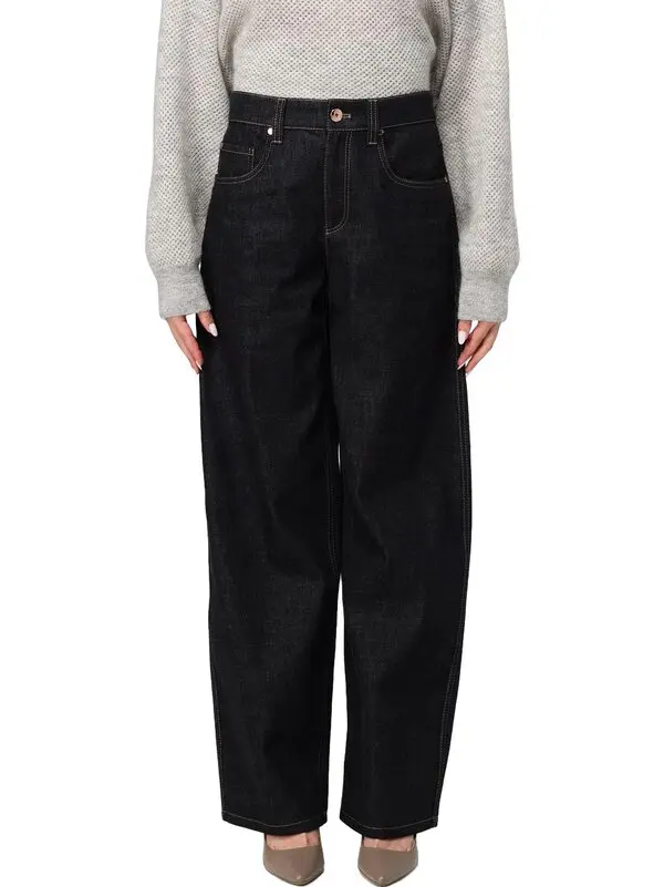 Brunello Cucinelli High-waisted Wide-leg Jeans With Monili Embellishment - Black