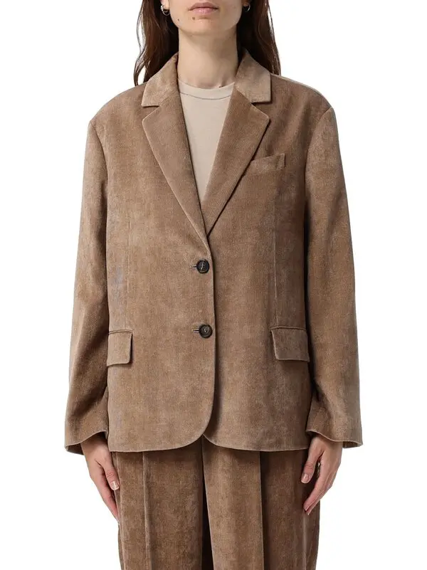 Brunello Cucinelli Single-breasted Viscose-blend Blazer With Lapel Collar - Brown