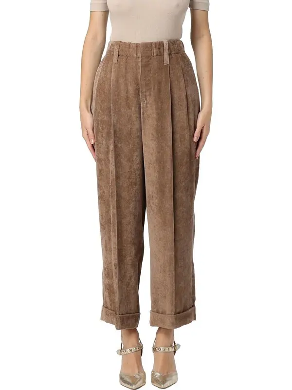 Brunello Cucinelli Wide-leg Cropped Cashmere Corduroy Velvet Trousers - Hazel