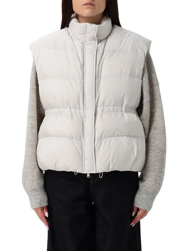 Brunello Cucinelli Water-repellent Quilted Technical Vest With High Neck - Grey