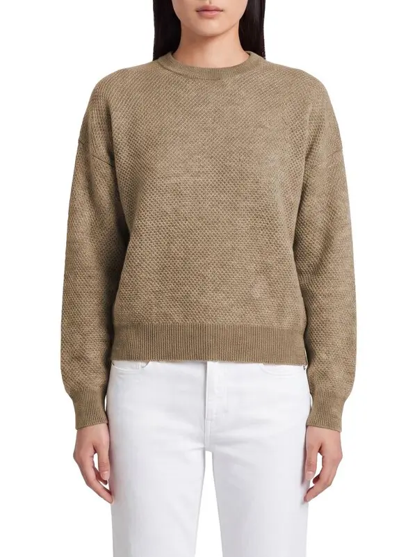 Brunello Cucinelli Open-knit Wool Crewneck Jumper With Dropped Shoulders - Brown
