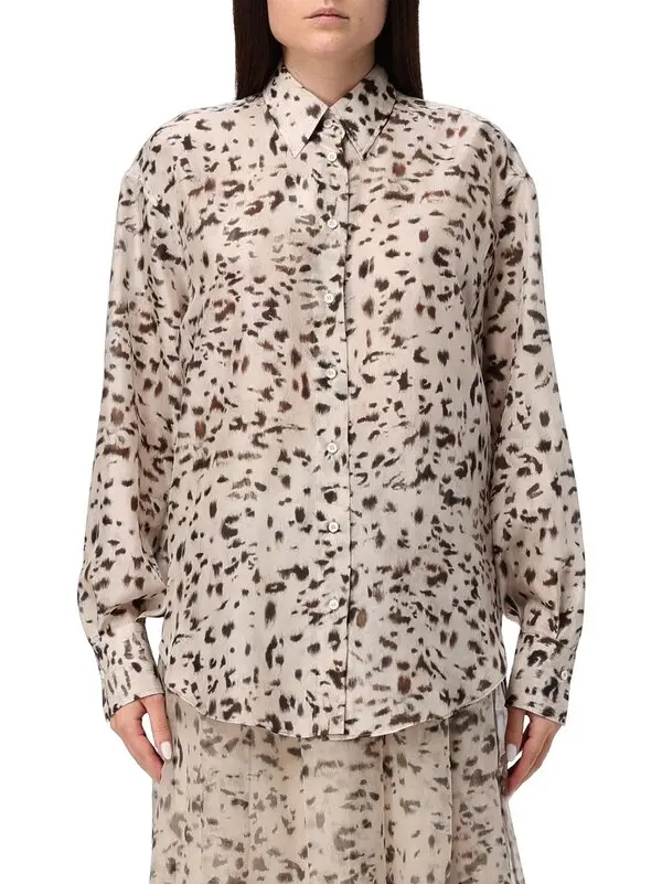 Brunello Cucinelli Silk Abstract Print Relaxed Fit Shirt - Multicolor