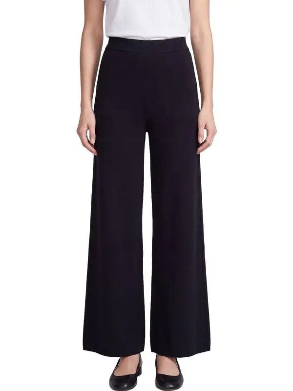 Max Mara High-waisted Wide-leg Knit Wool Trousers - Black