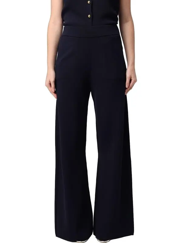 Max Mara High-waisted Wide-leg Knit Wool Trousers - Navy