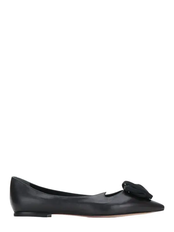 ROGER VIVIER Leather Ballet Flats With Bow Detailing - Black