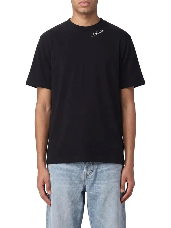 Amiri Drop Shoulder Crewneck T-shirt In Cotton And Modal Blend - Black