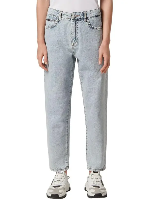 Philipp Plein High-waisted Straight Leg Jeans With Embroidery And Rhinestones - Blue