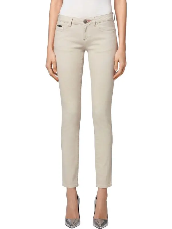 Philipp Plein Mid-rise Skinny Stretch Denim Jeans - Beige