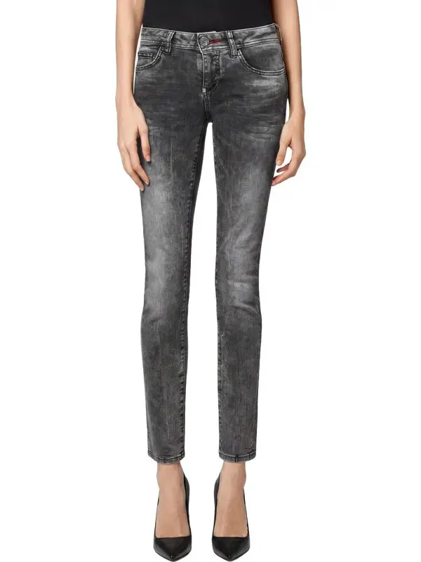 Philipp Plein Mid-rise Skinny Stretch Denim Jeans - Grey