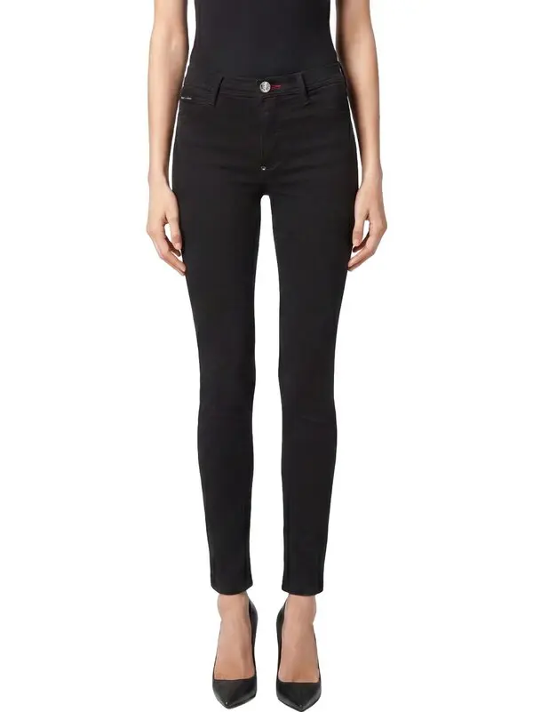 Philipp Plein High-waisted Cropped Skinny Stretch Jeans - Black
