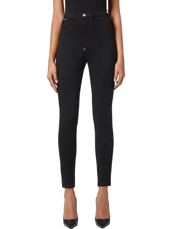 Philipp Plein High-waisted Skinny Cropped Jeans In Stretch - Black