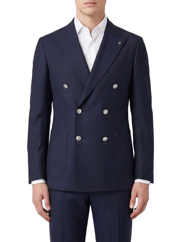 Tagliatore Double-breasted Virgin Wool Blazer With Peak Lapels - Blue