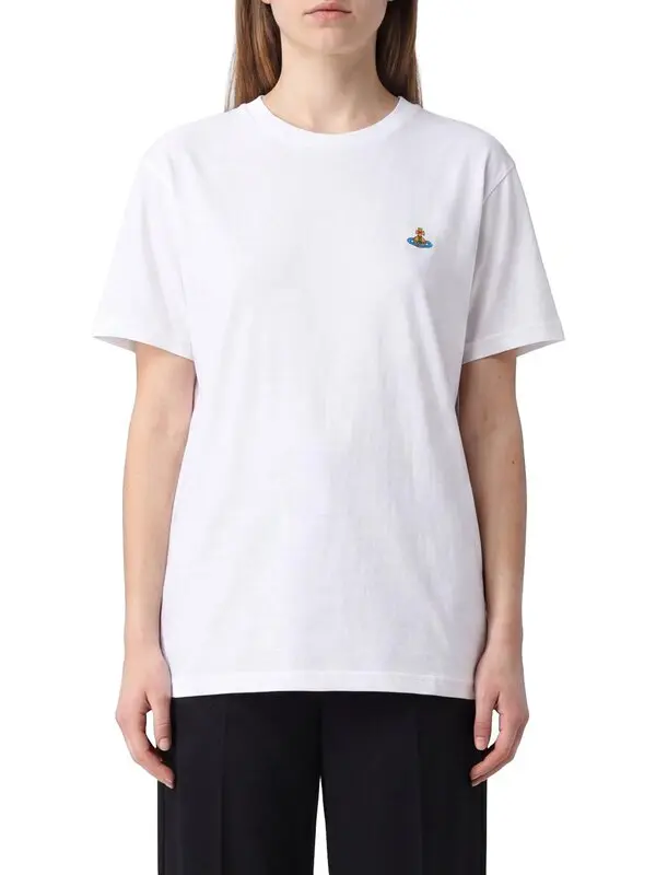VIVIENNE WESTWOOD Cotton Crewneck T-shirt With Orb Logo - White