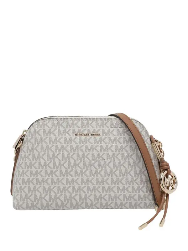 Michael Kors Freddie Mk Monogram Coated Cotton Crossbody Bag - Beige