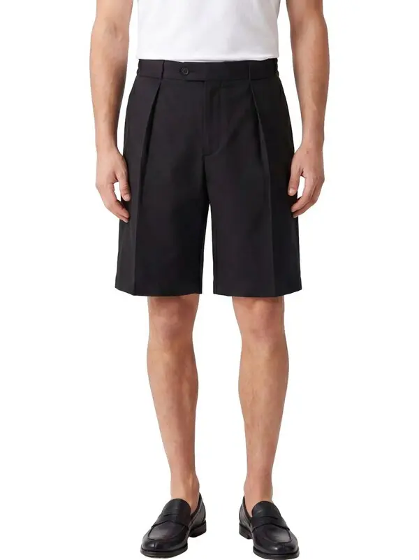 BRIGLIA 1949 Tailored Knee-length Bermuda Shorts In Wool Blend - Black