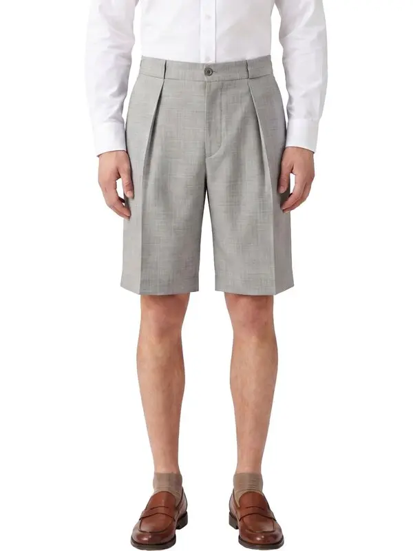 BRIGLIA 1949 Tailored Knee-length Bermuda Shorts In Wool Blend - Pearl