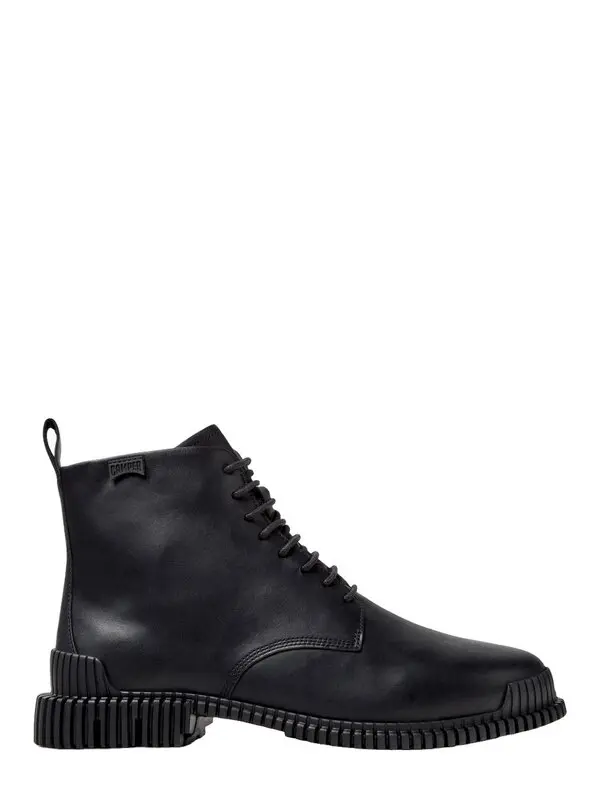 Camper Pix Lace-up Calfskin Combat Boots With Xl Extralight® Sole - Black