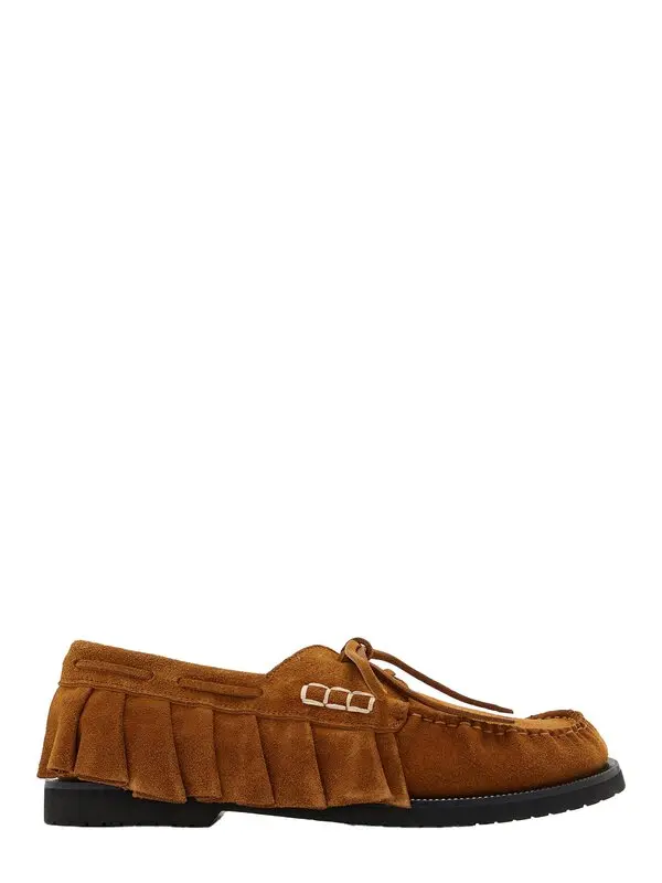 JW Anderson Ruffled Suede Loafers - Brown