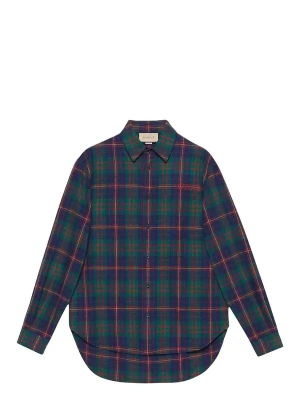 Gucci Check Pattern Shirt - Green