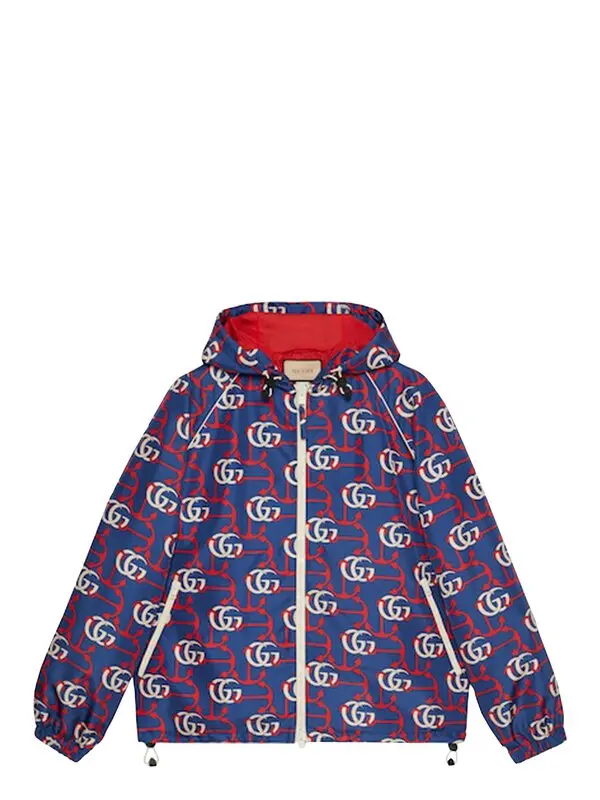 Gucci Gg Monogram Hooded Jacket - Blue