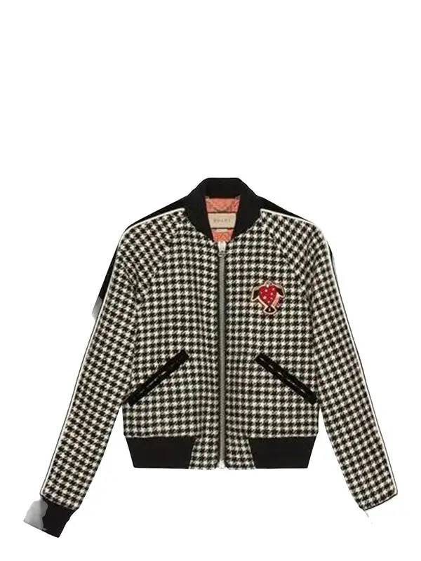 Gucci Houndstooth Bomber Jacket - Black