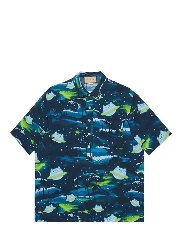 Gucci Abstract Print Short Sleeve Shirt - Blue