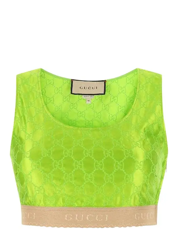 Gucci Gg Embroidered Silk Vest - Green