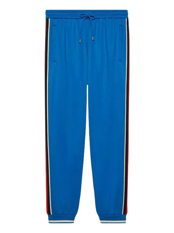 Gucci Technical Jersey Trackpants With Side Stripes - Blue