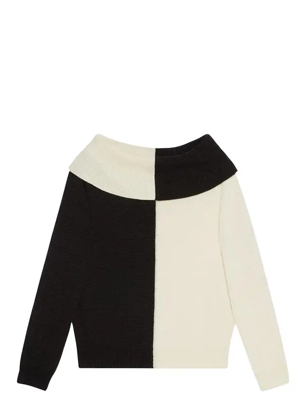 Gucci Chunky Wool Bicolor Sweater - Black