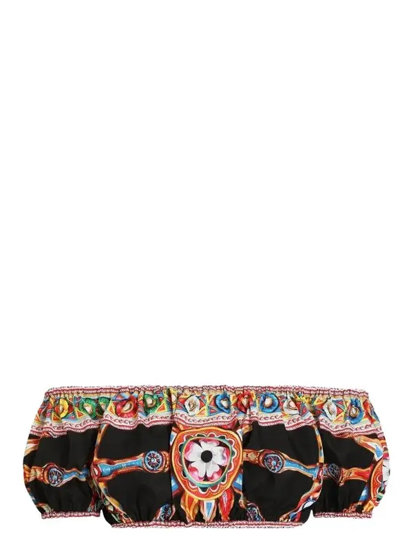 Dolce & Gabbana Printed Poplin Top - Black