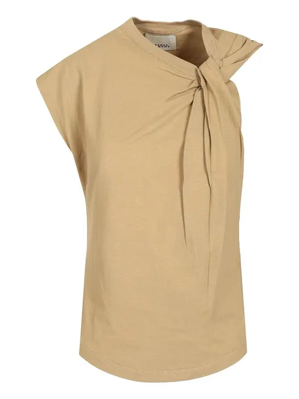 Isabel Marant Étoile Nayda Cotton Jersey T-shirt With Front Knot Detailing - Cream
