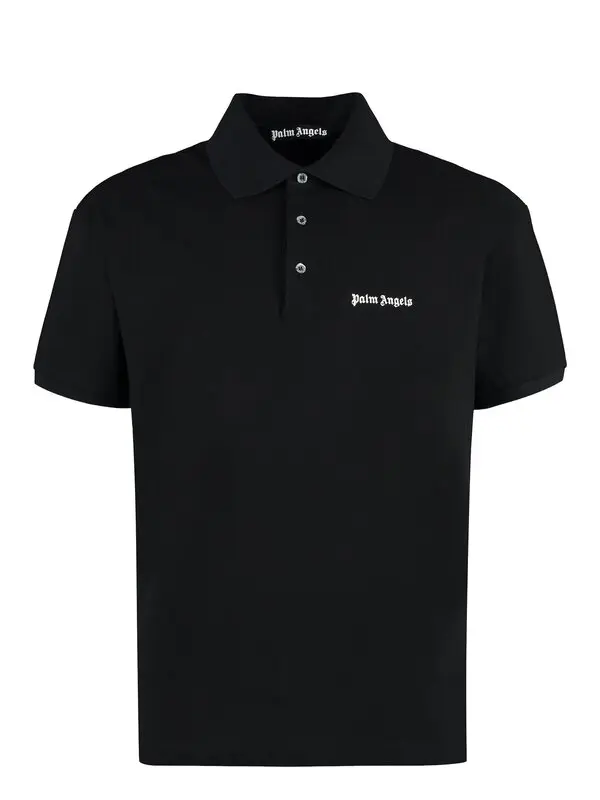 Palm Angels Cotton-piqué Polo Shirt - Black